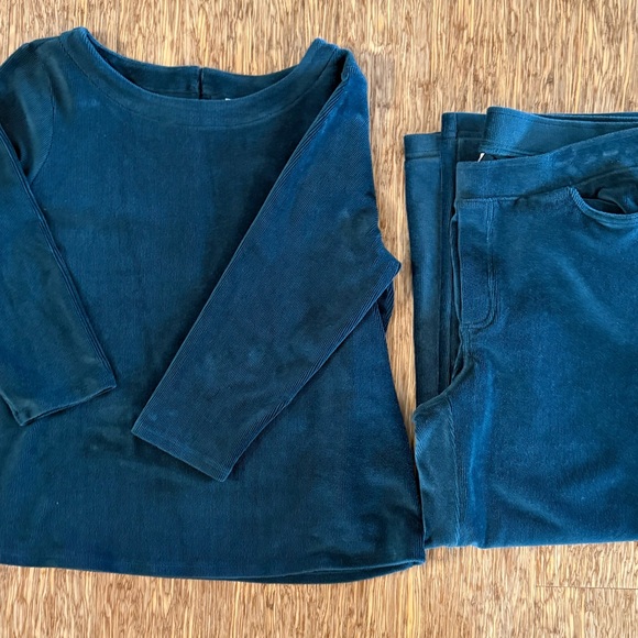 J. Jill | Tops | Jjill Velour Teal Top And Pants Set | Poshmark
